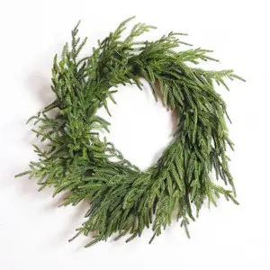 DARBY CREEK TRADING Real Touch Norfolk Pine Front Door Christmas Holiday Winter Wreath - Green 24"